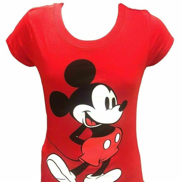 Disney | Tops | Womens Mickey Mouse T Shirt Short Sleeve Slim Fit ...